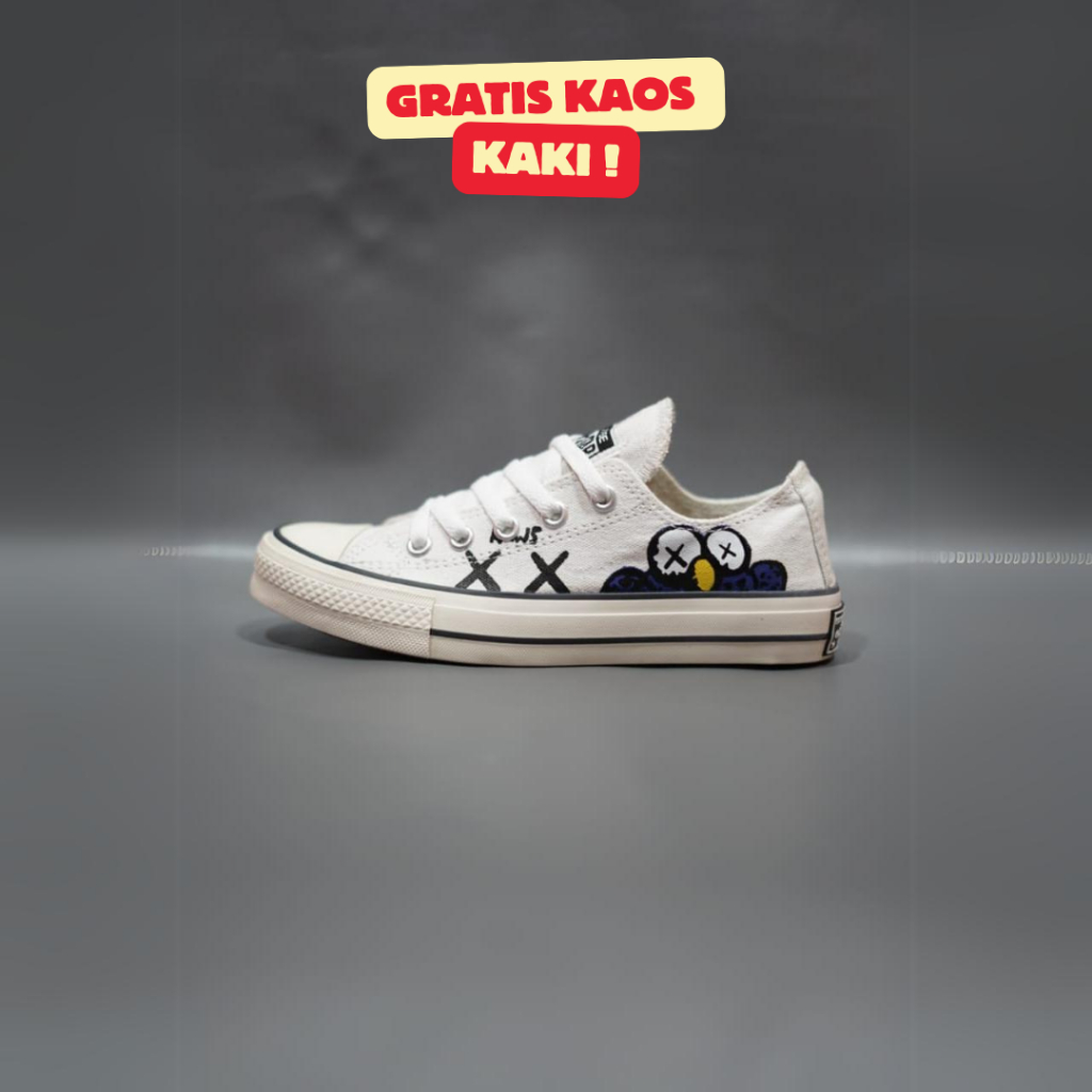 PUTIH Converse CT LOW CLASIC X ELMO KAWS WHITE SHOES 36-40 | Shopee ...