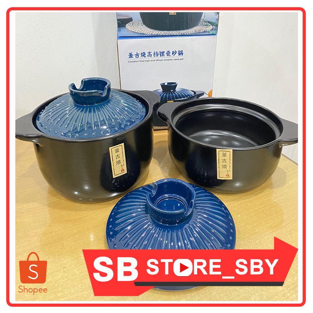 KIMITSU Casserole Pan Black Ceramic Pan Sapo Hot Pot 3L 4L | Shopee ...