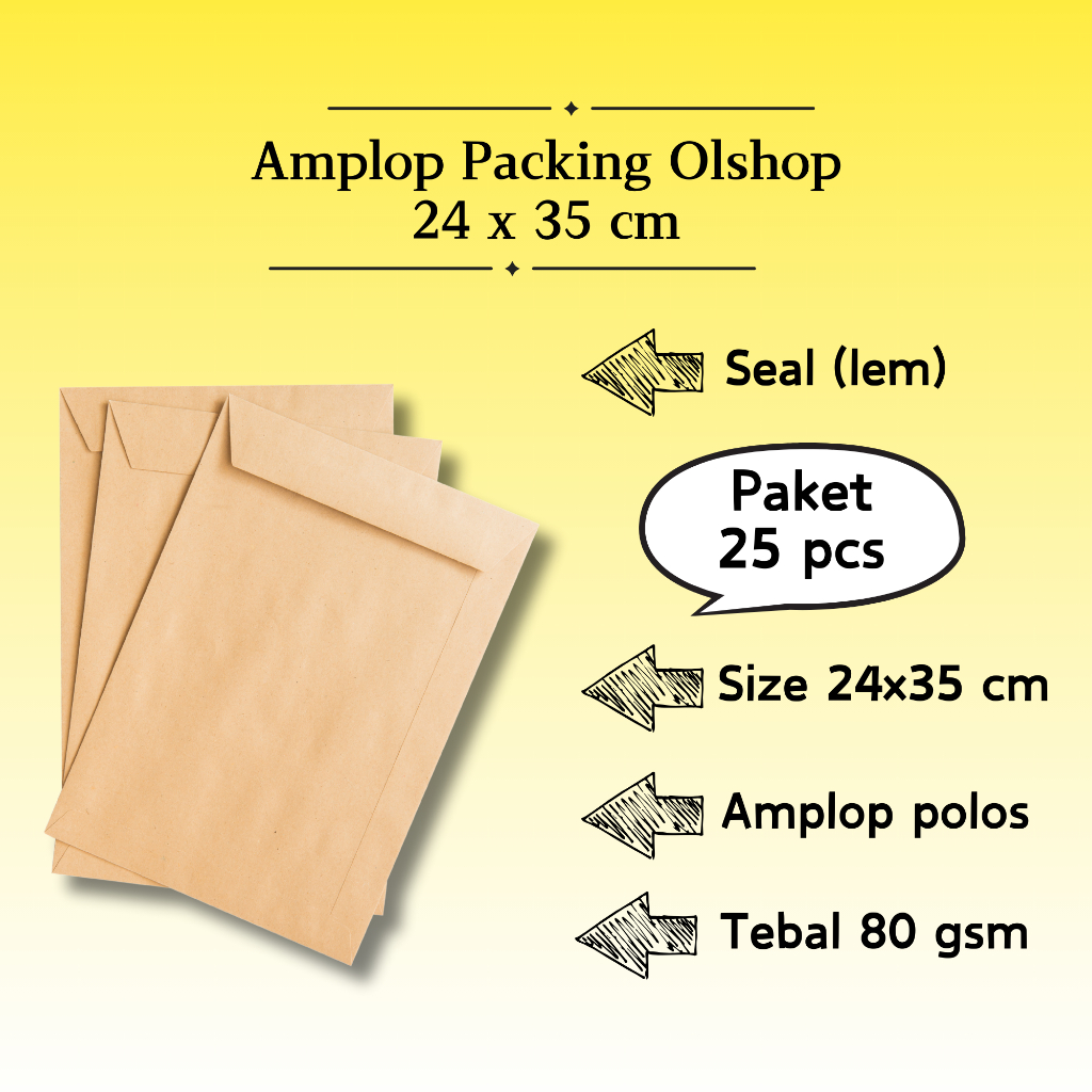 25 Pcs Portrait - Kraft Portrait Packaging Envelopes Classic Brown ...