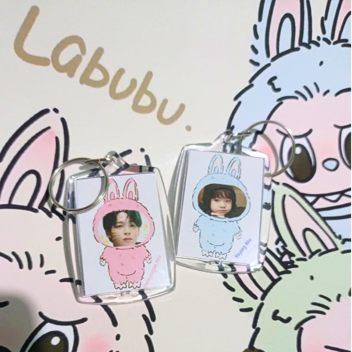 GANTUNGAN Labubu Cute Keychain Custom Face photo / Cute Labubu Keychain ...