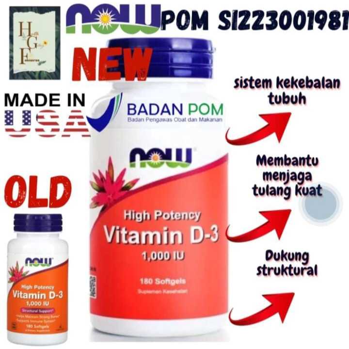 Now Foods Food Vitamin Vit D-3 D3 D 3 1000IU 1000 IU High Potency 180S now bpom | Shopee Philippines