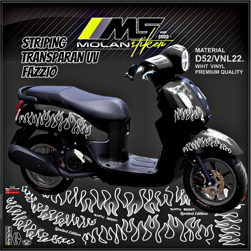 PUTIH Decal Sticker Striping Transparent Variations Uv Fazzio Fire ...