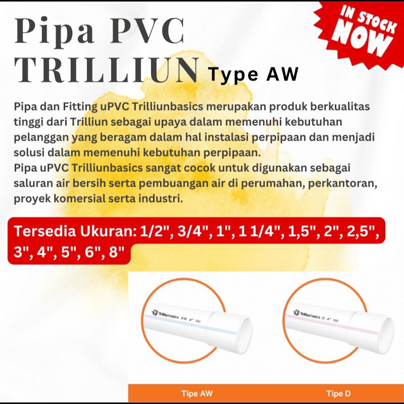 (UK 1⁄2" - 3") TYPE AW TRILLION PVC PIPE | Shopee Philippines