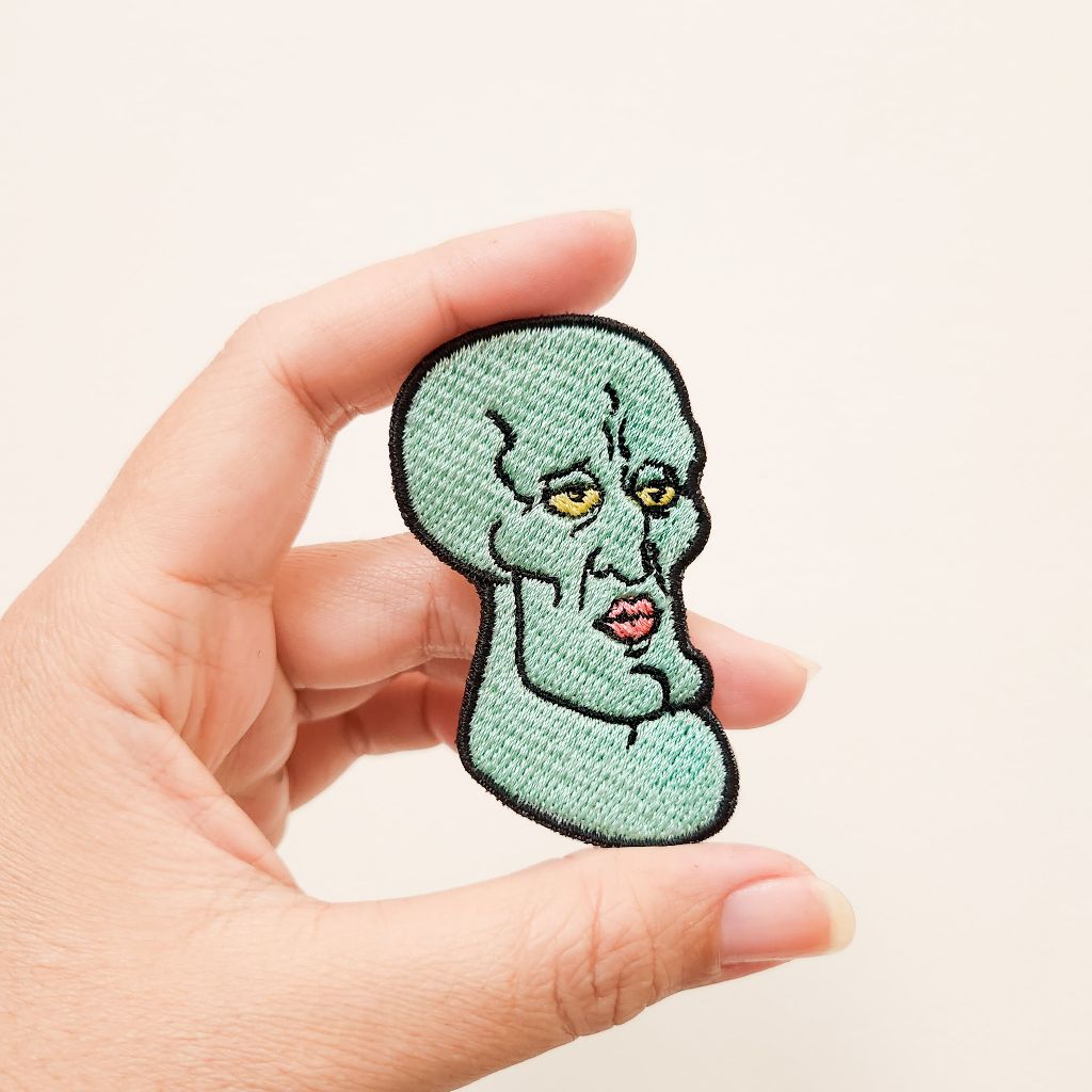 CARTOON EMBROIDERED PATCHES / SQUIDWARD EMBROIDERED BADGE / HANDSOME ...