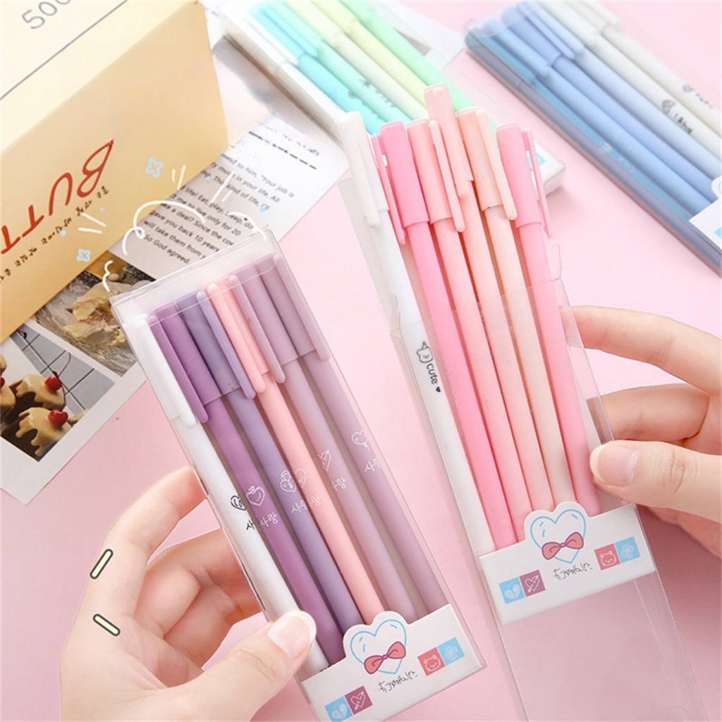 Set of 6pcs 0,5MM Matte Pastel Color Plain Aesthetic Gel Pens ...