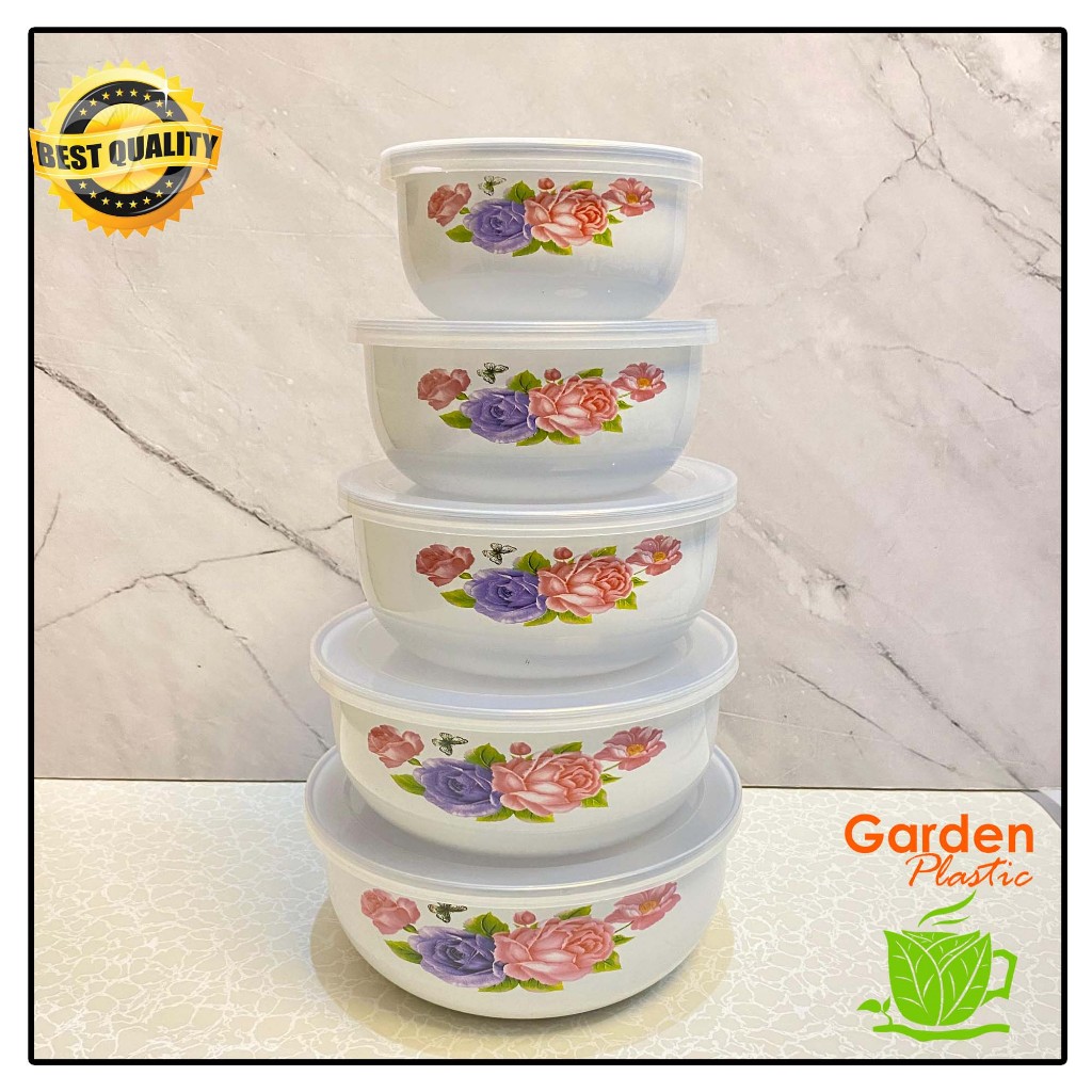 Flower ENAMEL CONTAINER PAN + LID / MULTIPURPOSE CONTAINER SET 5in1 TB ...