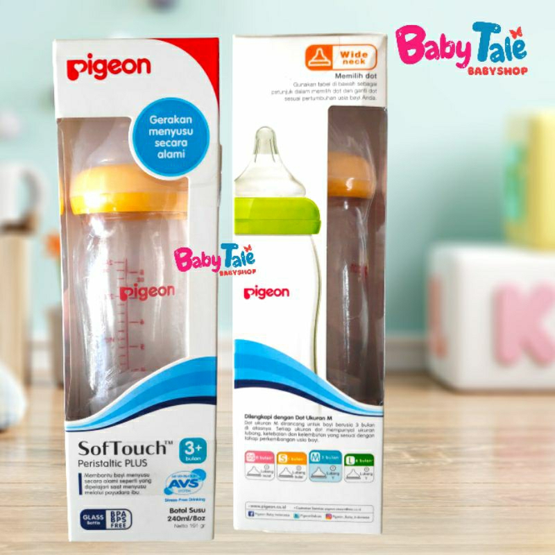 Pigeon SofTouch Peristaltic Plus 3+ months Glass Bottle 240ml Glass Bottle | Shopee Philippines