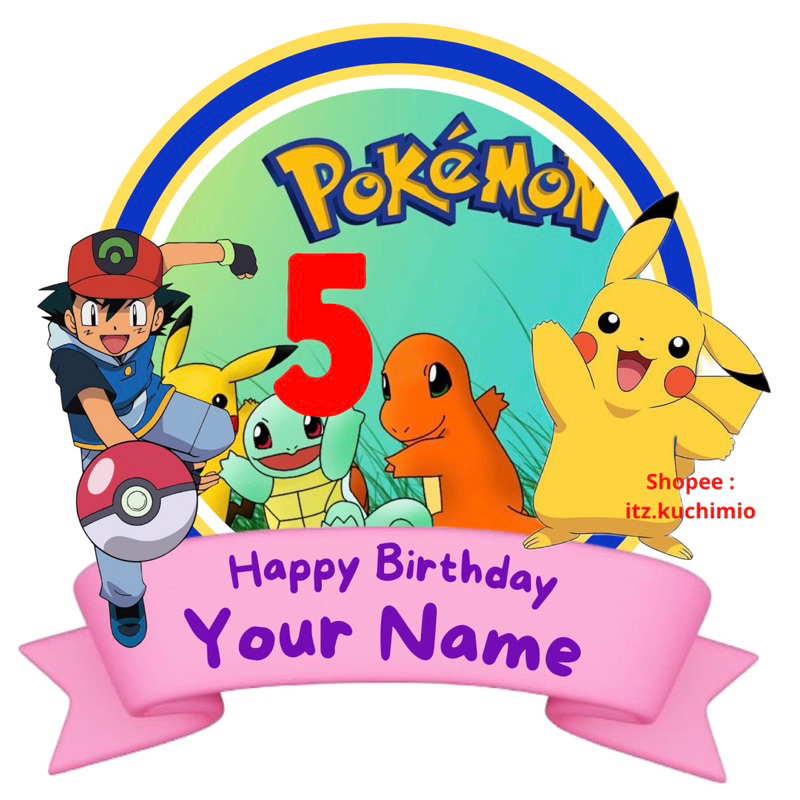 Kuchimio Topper lights Topper Pokemon Pikachu 3D Happy birthday large ...
