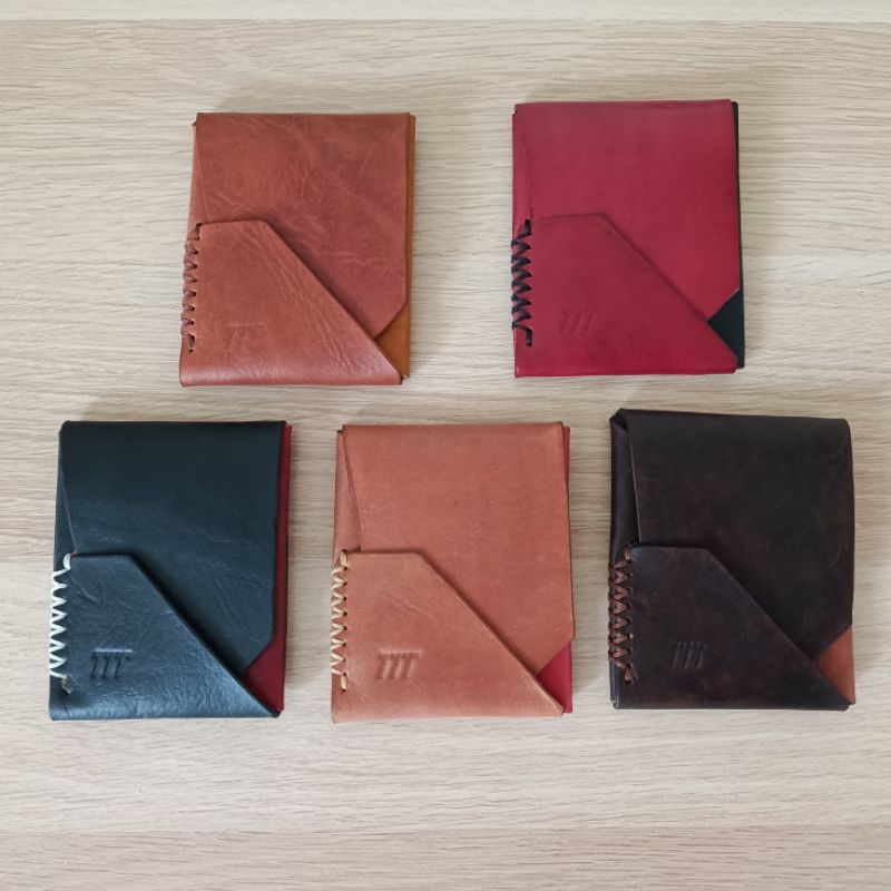 SLIMFOLD Bifold wallet real leather genuine leather 2 tone envelope ...