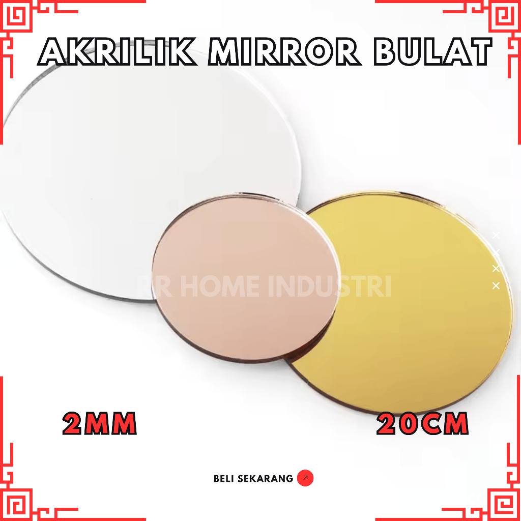 Acrylic mirror gold silver rose gold round / circle 2mm thick, 20cm ...