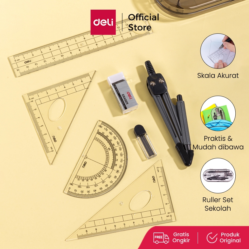 Deli Ruller Ruler Set School Accurate Scale, Practical and Easy to ...