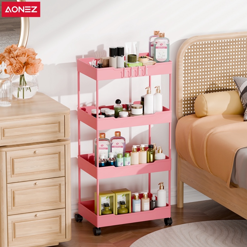 Direct ATC AONEZ 4 TIER MULTIPURPOSE SQUARE TROLLEY RACK WITH WHEELS TOILET RACK 4 TIER STORAGE ...