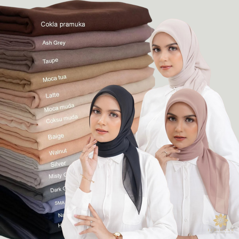 Bella Square Premium Anti-Letoy Rectangular Hijab 60 Colors Premium ...