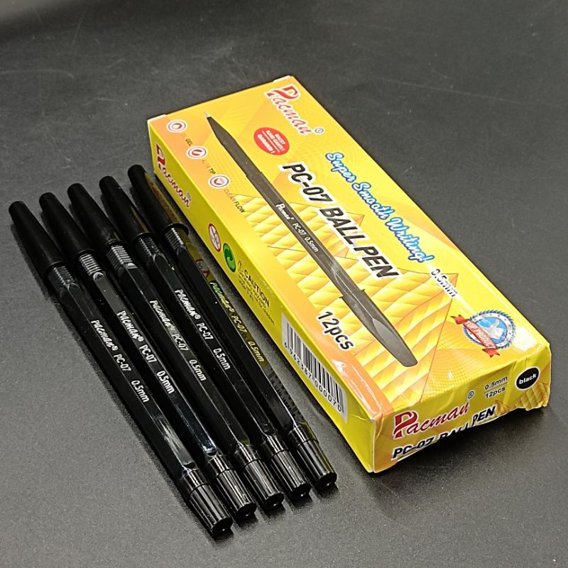 HITAM Pacman PEN PC-07 BLACK CONTENTS 12 PCS | Shopee Philippines