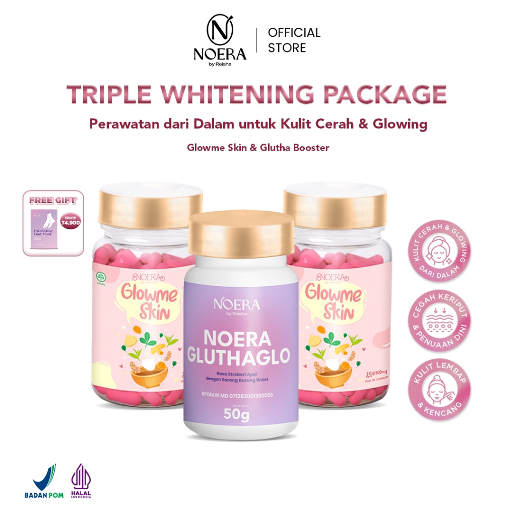 Noera Triple Whitening Package | 2 Noera Glow Me Skin & 1 Noera Glutha ...