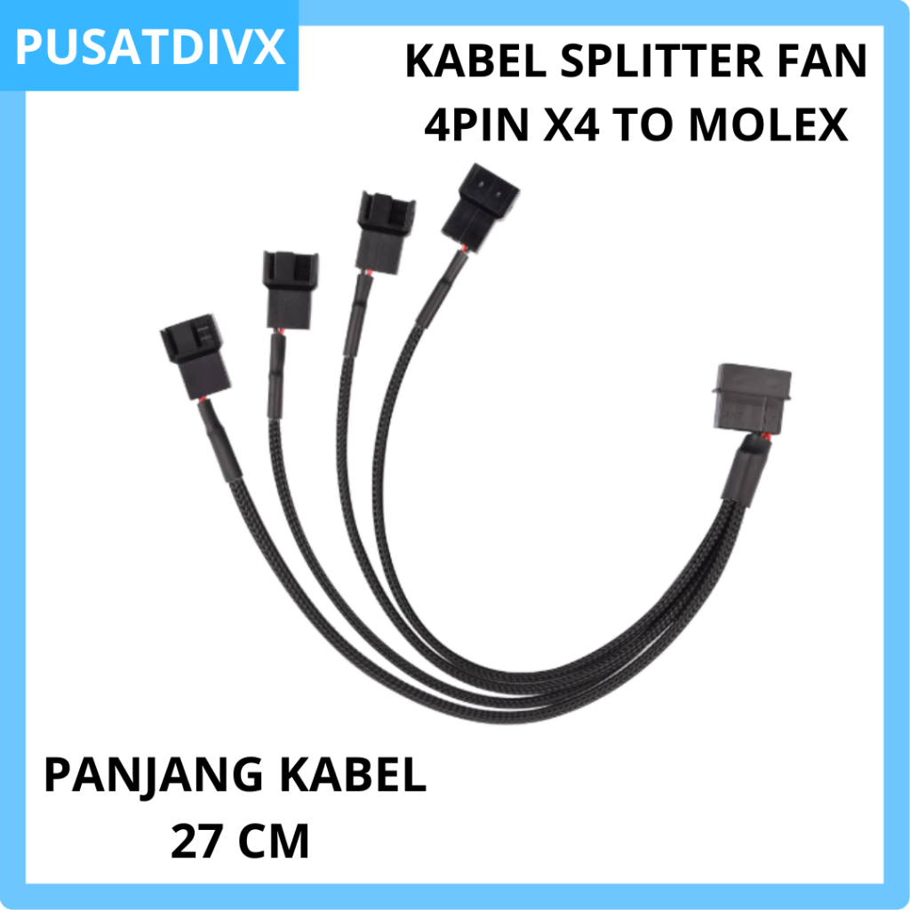 Sanji CABLE SPLITTER FAN HUB 4PIN 3PIN X4 TO MOLEX 4PIN EXTENSION PC ...