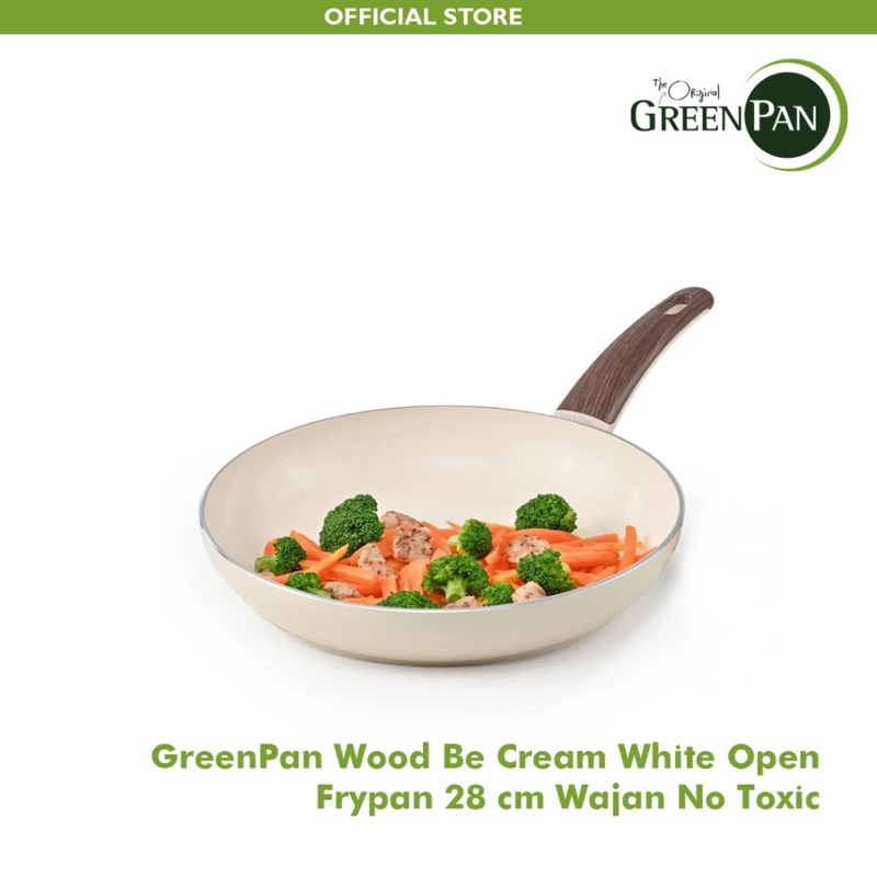 Greenpan Wood Be Cream White Open Frypan 28 cm x 48 mm | Shopee Philippines