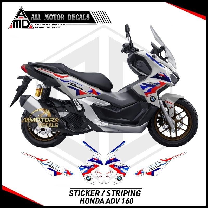 Striping HONDA ADV 160 MODEL BMW TRICOLOR / DECAL MOTOR ADV 160 NEW ABS ...