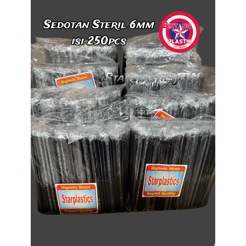 HITAM Starplastics STERILE BLACK STRAW Bubble Straws 6MM X 20CM / 12MM ...