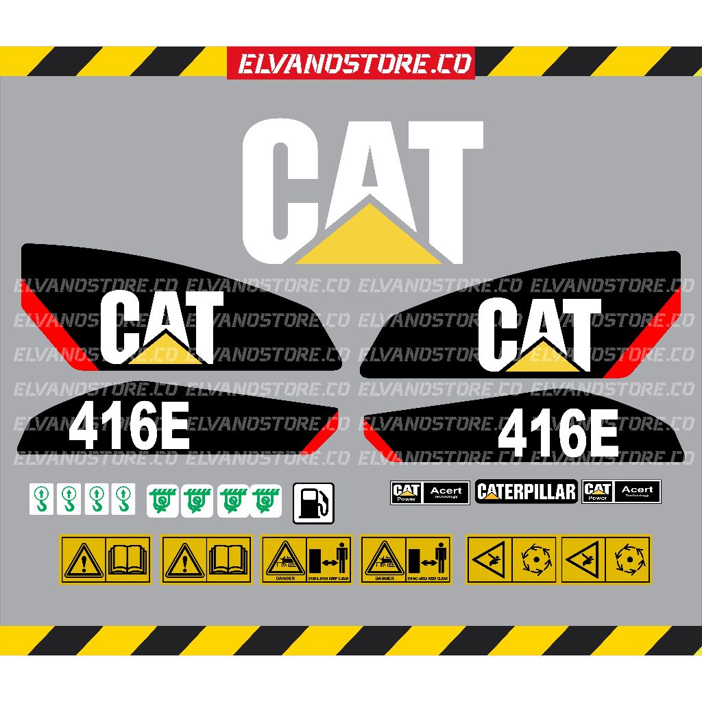 Heavy Equipment Sticker Backhoe Loader Cat 416E Waterproof Material ...