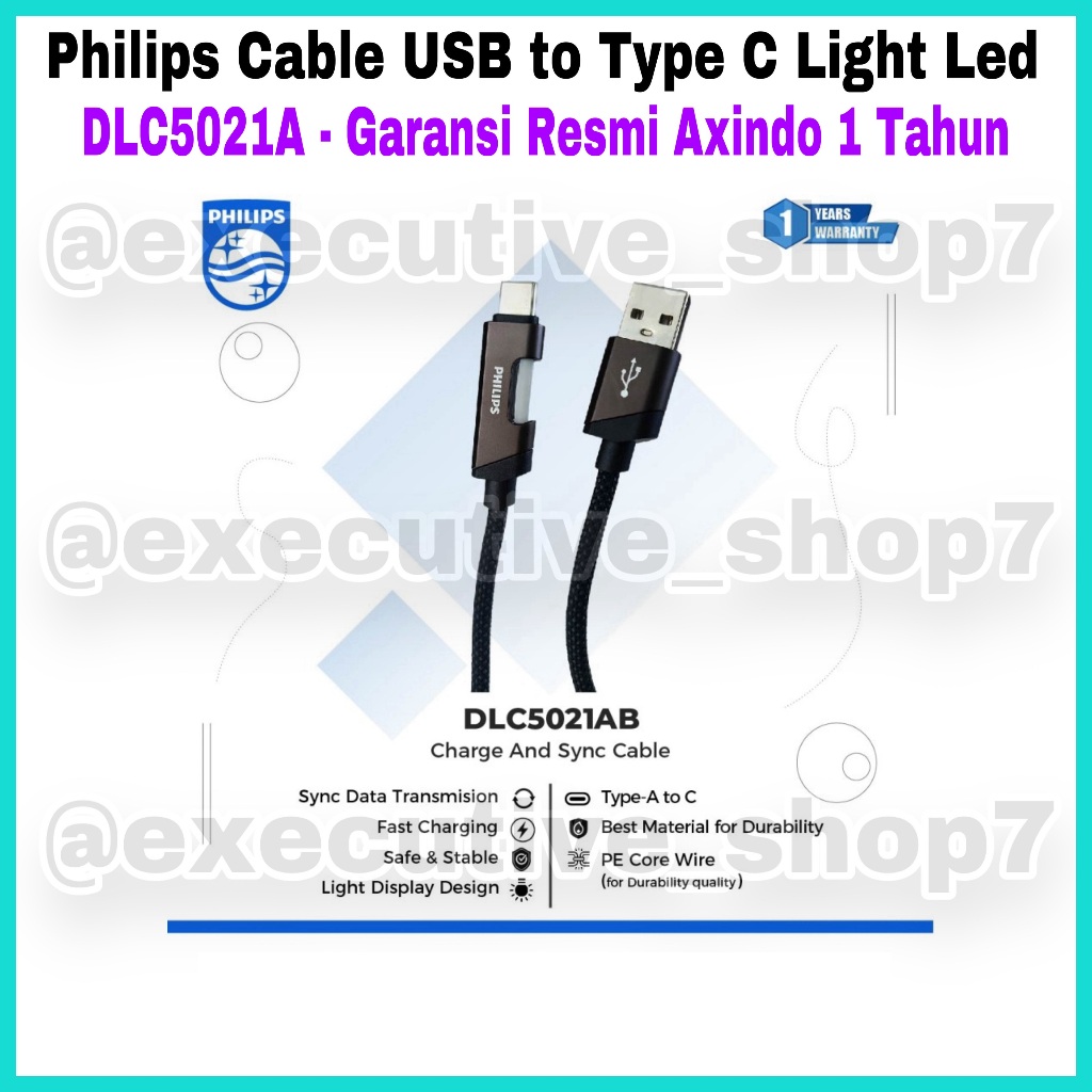 Philips Cable USB to Type C Light LED - DLC5021A - Official Axindo 1 ...