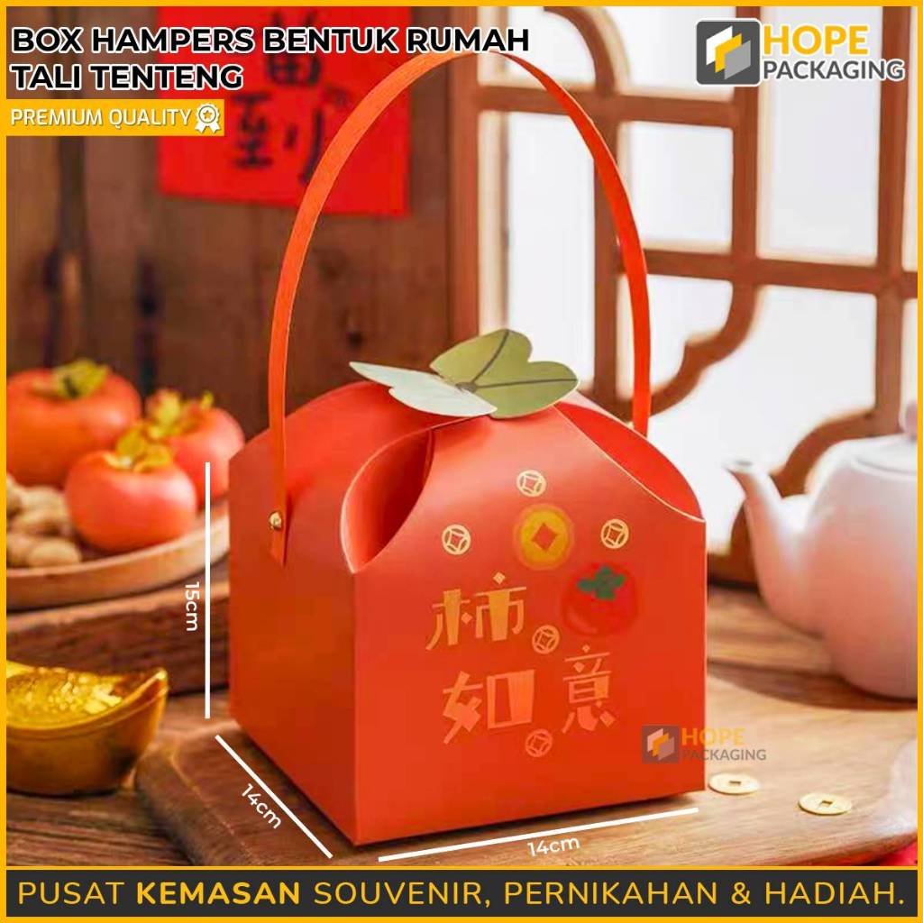 Chinese New Year Hampers Box Orange Shape Bamboo Rope / CNY Chinese New ...