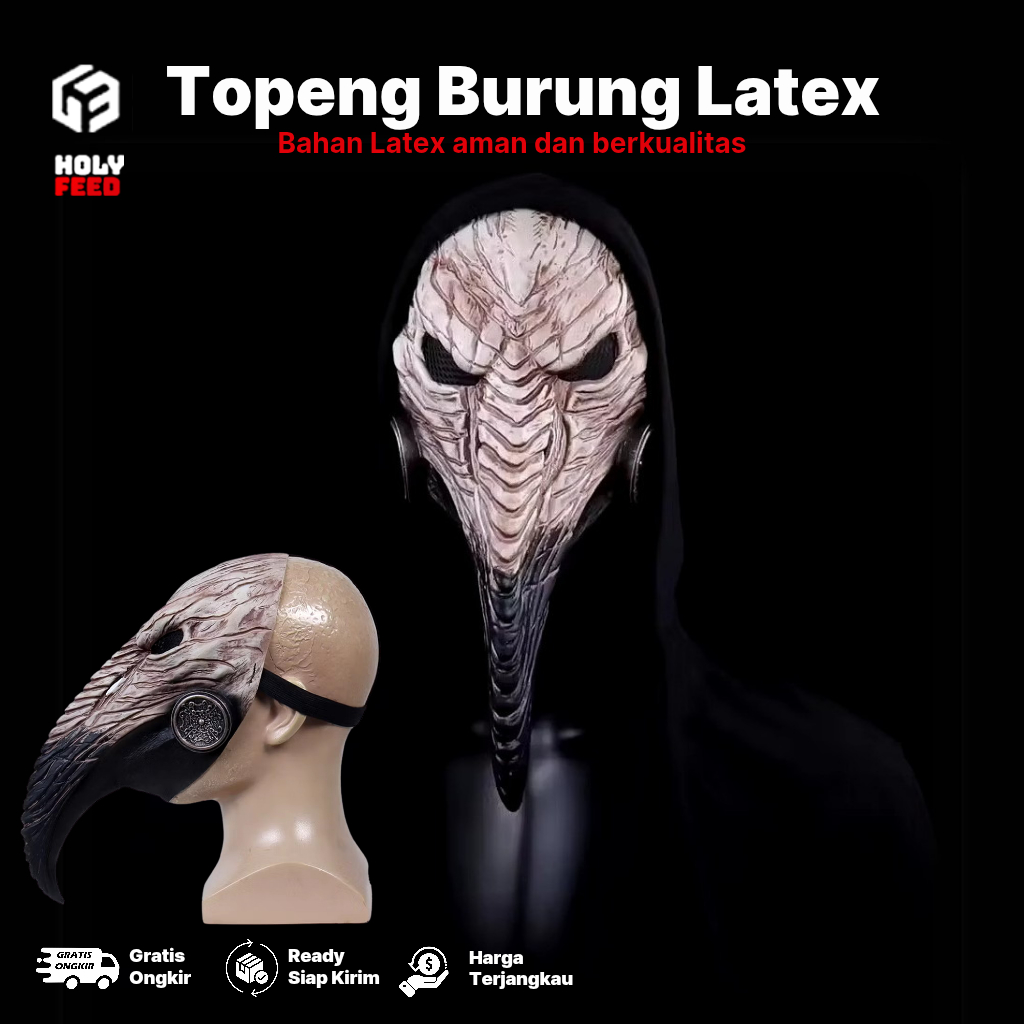 Bright Bird Skull Doctor Plague Mask Latex Eagles Halloween Long Beak ...