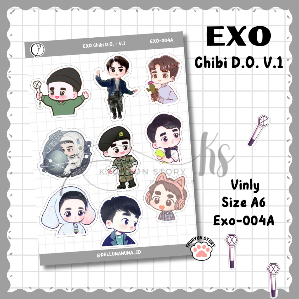 Kpop Exo Chibi Doo Sticker Kyungsoo Cute Cartoon Sticker Vinly Deco ...