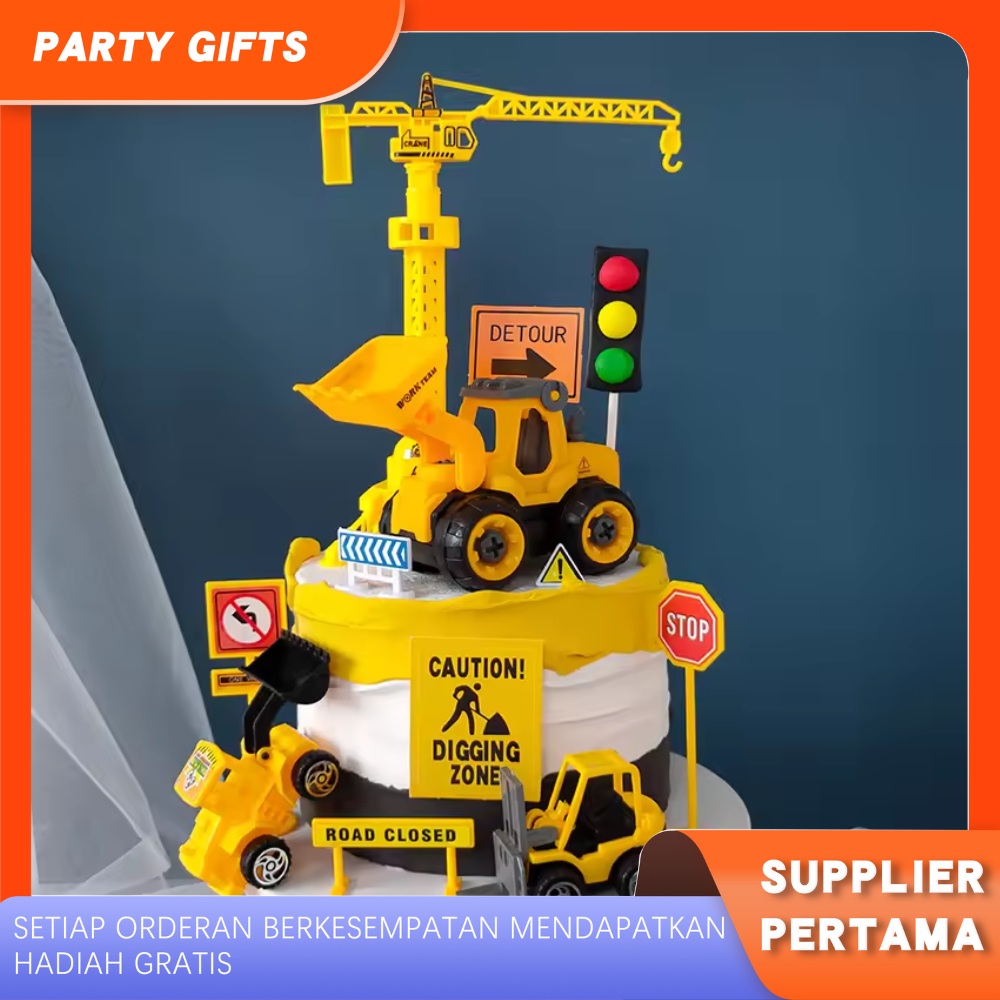 Partygifts Cake Topper Excavator Model Bulldozer Construction Shape ...