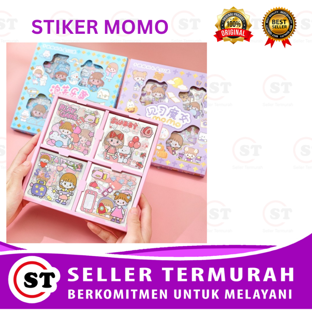 SELLER - 100 Sheets 2D Stickers Waterproof Cute Korean Cartoon Momo ...