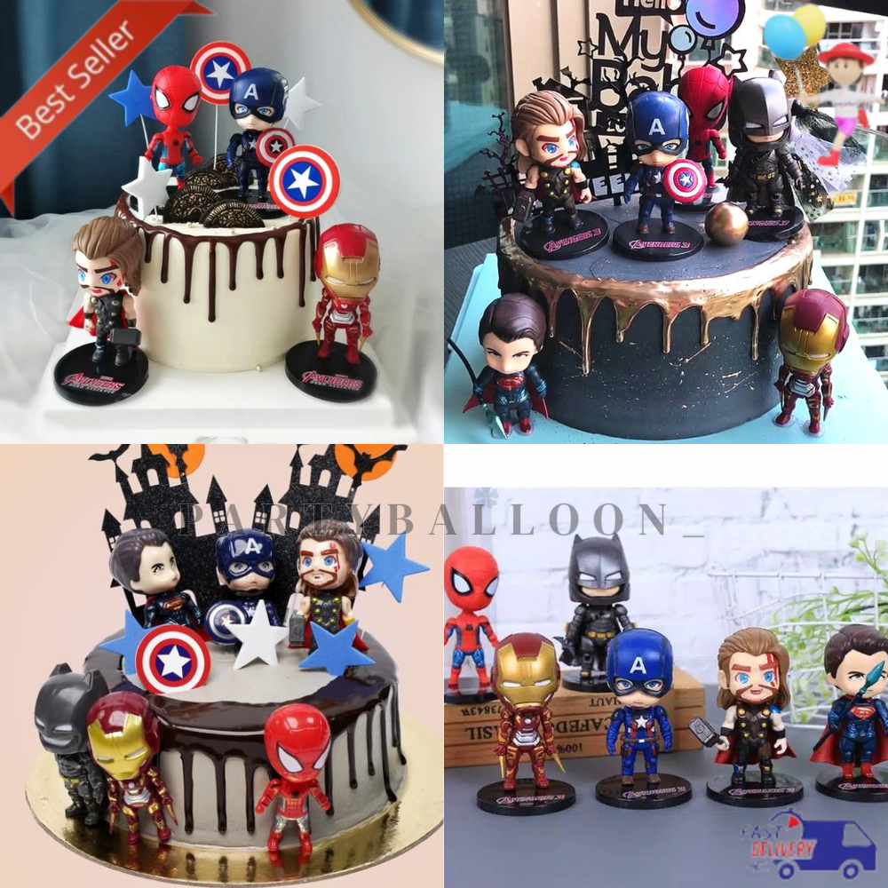 3d Miniature Toy Cake Toppers Avengers Characters Theme Superhero ...