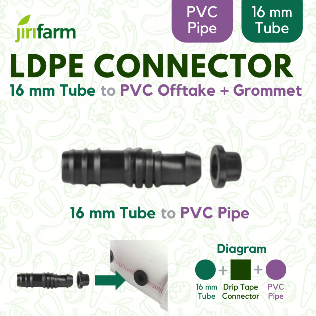 JIRIFARM - Barb Connector 16 mm - Offtake PVC Pipe with Grommet ...