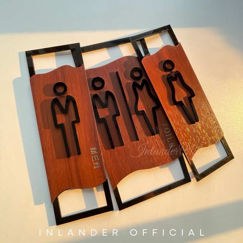 KAYU Sign Board Wooden Board Decoration Unique Acrylic Bathroom Toilet ...