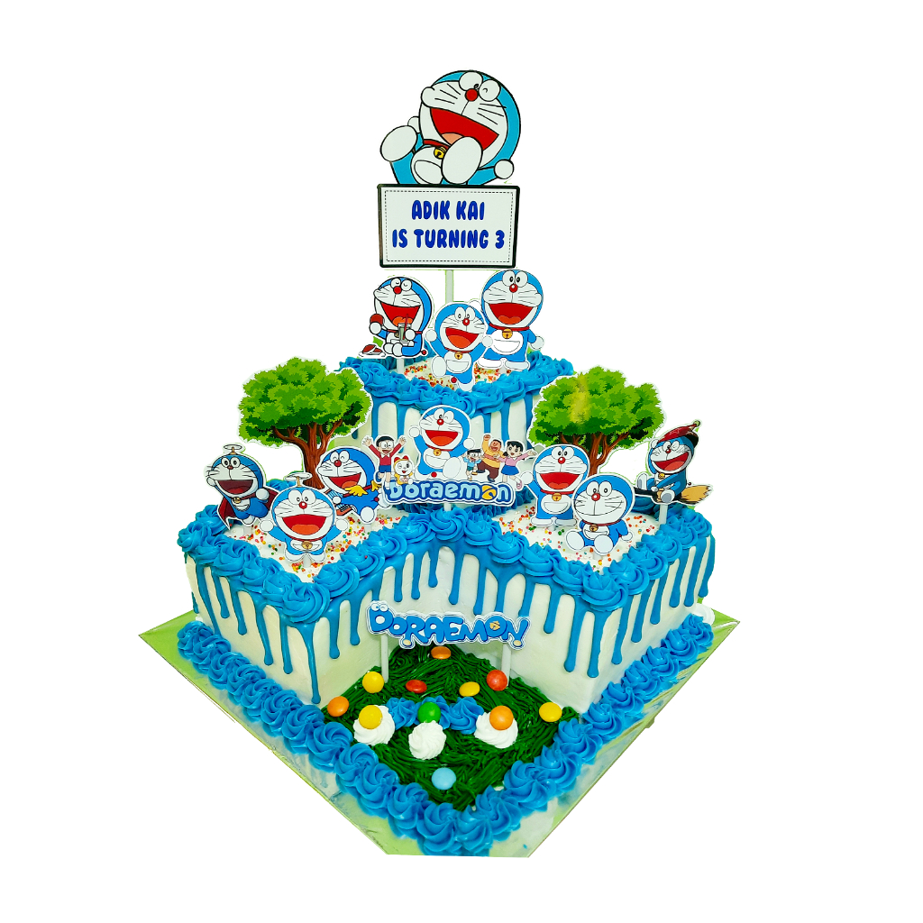 Doraemon birthday cake Topper, custom name birthday sponge cake Topper ...