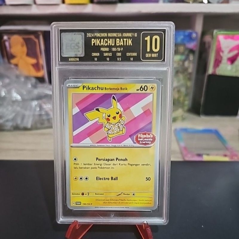 Indonesia pikachu batik v4 flower pokemon tcg card original slab gem ...