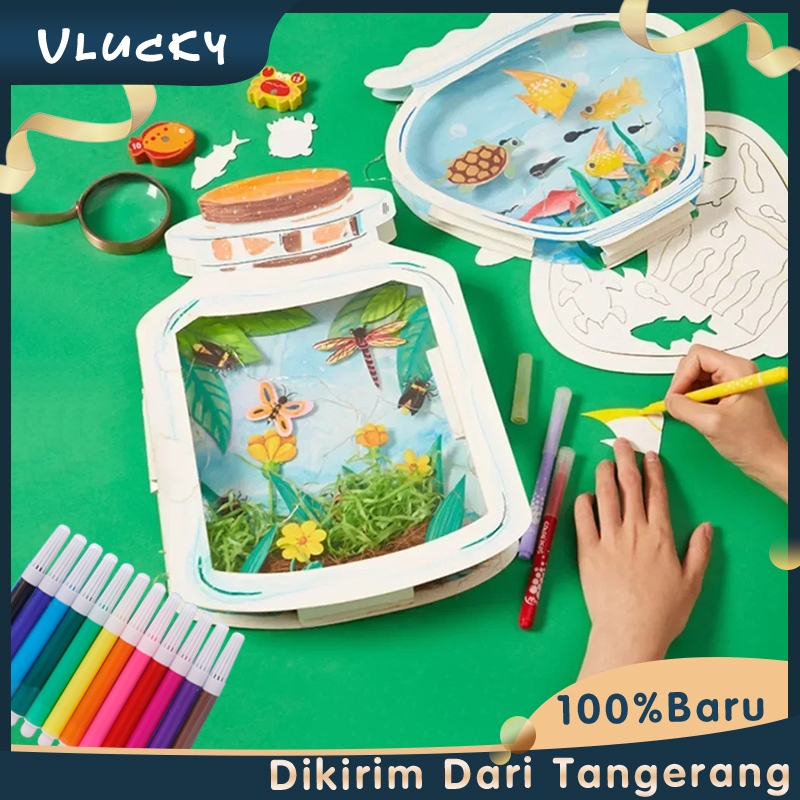 Diy Craft Children's Crafts With Lamp Insect And Aquarium Art Craft Set ...