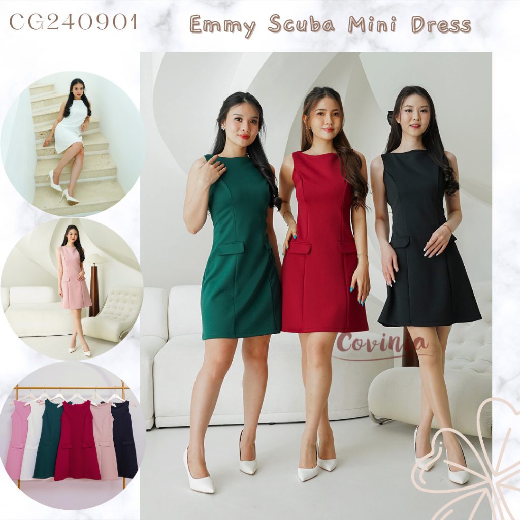 Emmy Scuba Mini Dress EMILY Sleeveless Boatneck A line Dress - CG240901 ...