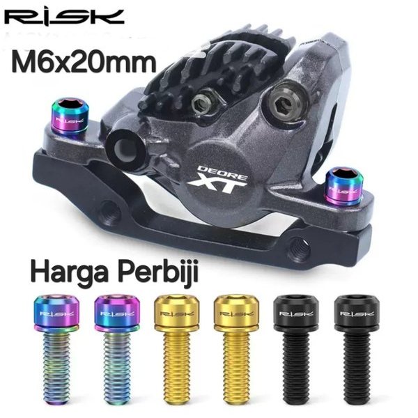 Risk Titanium Bolts M6 x 20mm Bicycle Caliper Bolts Hollowtech Crank Arm Bolts 2 Bicycle Brake ...