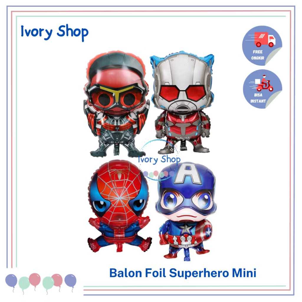 Foil Balloon Superhero Mini Captain America Ant Man Super Hero Avengers ...