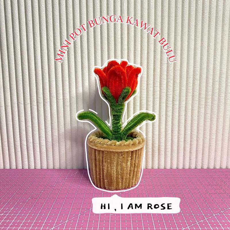 MAWAR Mini Rose Feather Wire Flower Pot || Flower Pot Pipe Cleaner Rose ...