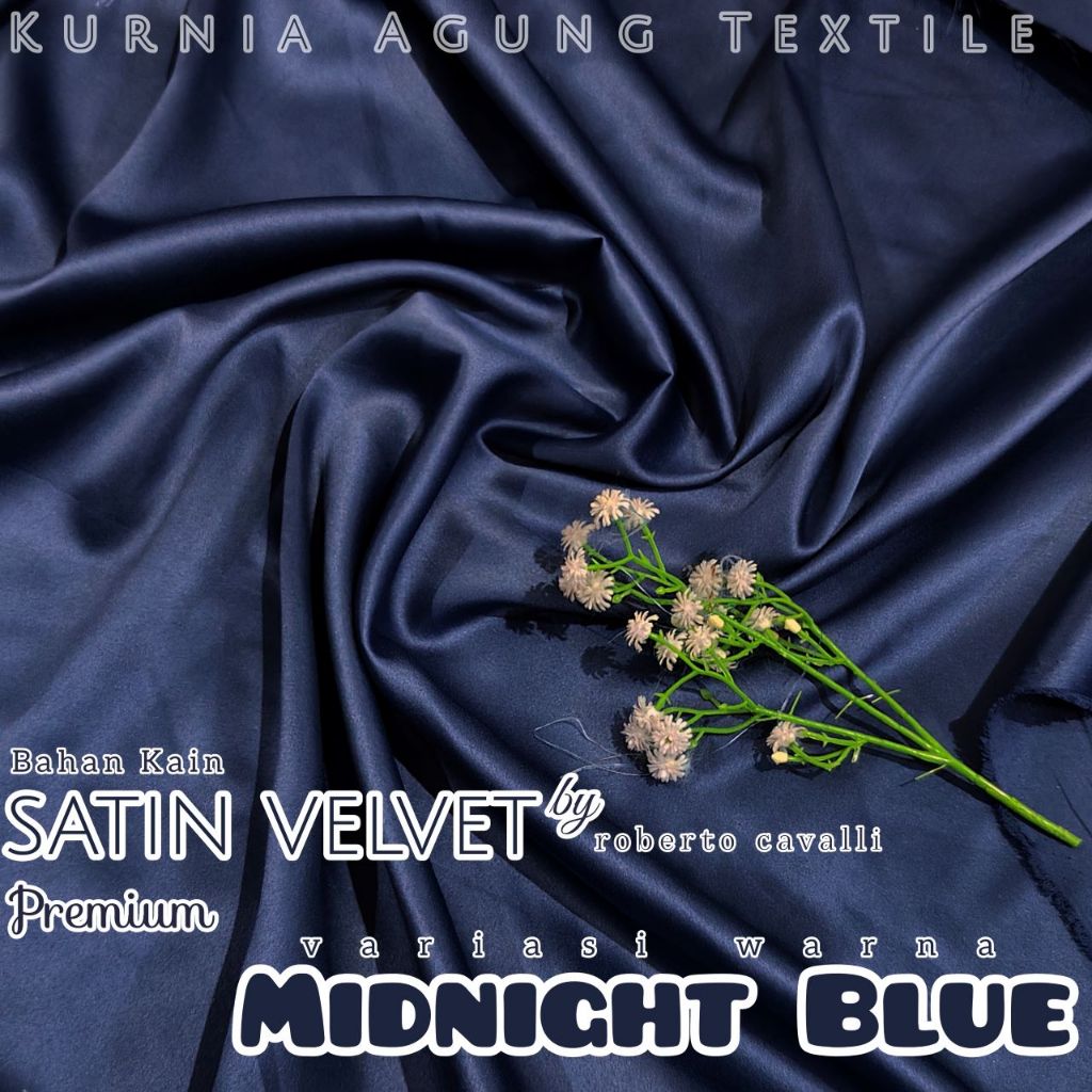 1 METER Premium Silk Velvet Satin Fabric Midnight Blue Color Bridesmaid ...