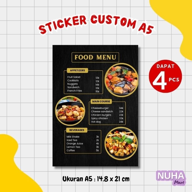 Custom A5 and A4 stickers List of food and QRIS menus | Shopee Philippines