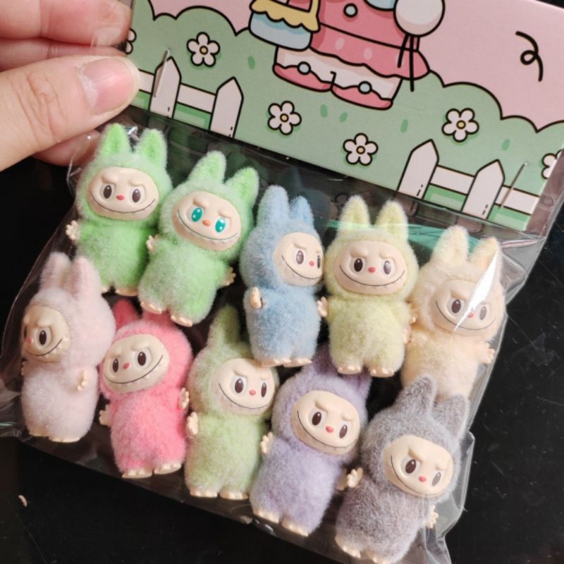 Mini labubu popmart soft fur macarons labubu have a seat no holes ...