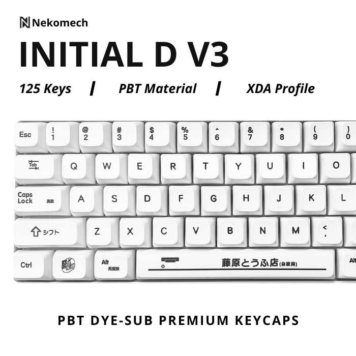 Nekomech Initial D V3 Keycaps - PBT Dye-sub XDA Profile Keycap Set ...