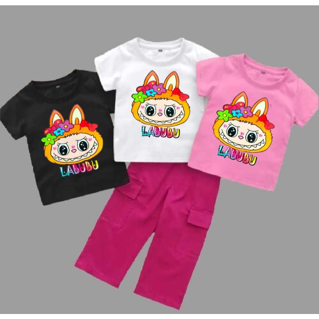 One set for girls aged 1-12 years with Labubu Bunga motif // one set of ...
