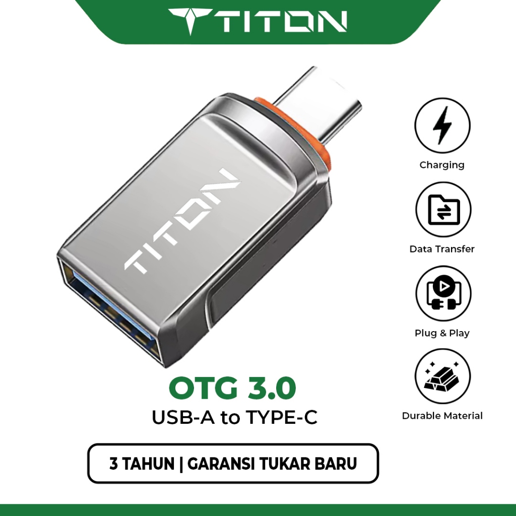 Titon OTG Type C Adapter USB-A to USB-C 3.0 Fast Charging & Data ...
