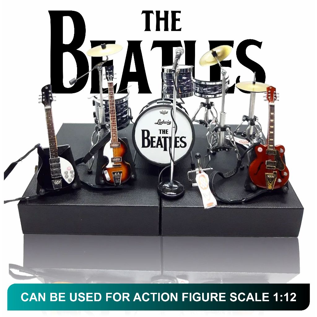 The Beatles Mini Drum and Guitar Miniature 1/12 Scale Plus Mic 1:12 ...