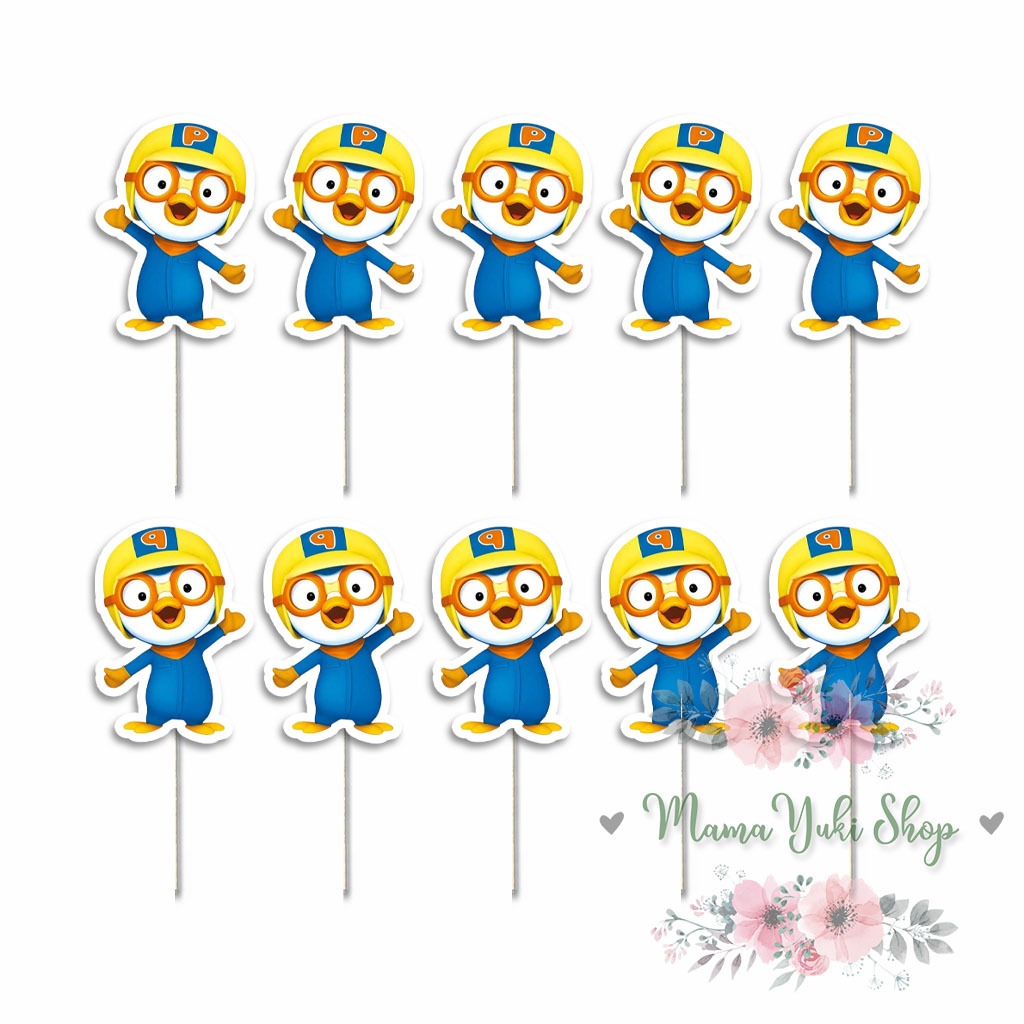 Pororo CUPCAKE Pudding CUPCAKE Cake Topper BLUE PINGUIN CARTOON ...