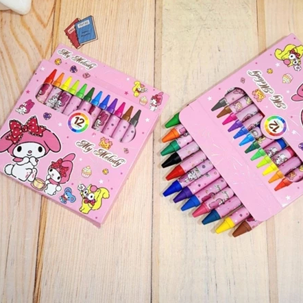 1 Set contains 12 PCS Complete Mini Crayons Kuromi Melody Cinnamoroll ...