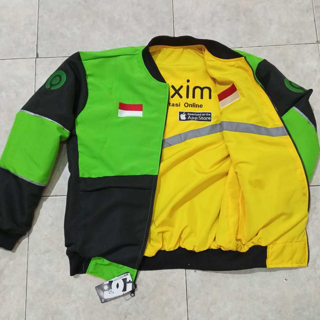 Gojek MAXIM BOMBER JACKET WITH ALL EMBROIDERED LOGO | Shopee Philippines